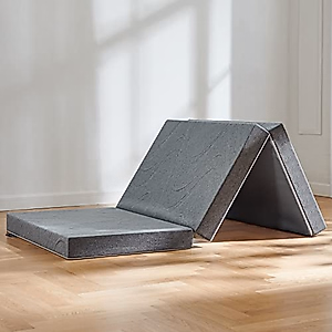 Iyee Nature Tri Folding Mattress, 4 inch Twin XL Folding Memory Form Mattress Topper with Washable Cover, Fodable Mattress for Camping, Guest, Yoga - 78"x38"x4"