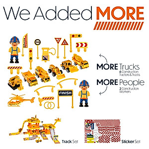 Toysical Construction Playset - Complete Parking Garage Toy Playset with Vehicles, Helicopter, Mini Figures, Road Setup Construction Toys for Boys and Girls - Boys Toys Age 4-6