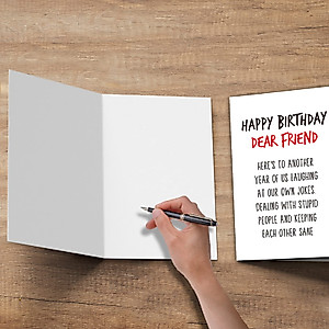 TQDaiker Happy Birthday Card for Dear Friend, Hilarious Birthday Card for Men Women Him Her, Birthday Gifts for Best Friend