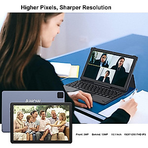 AWOW 2 in 1 Tablet, 10 inch Windows 11 Tablet, Octa-Core Processor 64GB ROM(TF 512GB), 1920x1200 IPS Touchscreen, Dual Camera, BT5.0, WiFi, Google Certified GPS Tablet PC