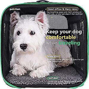 petisfam Soft Pet Carrier Bag for Easy Travel with Medium, Large Cats, 2 Kitties and Small Dogs. Easy to get Cat in. Easy Vet Visit. Easy Storage. Black w/Green Trim, L