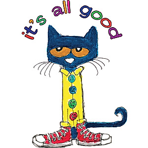 Kids Bedroom Nursery Pete The Cat Decal Home Art Picture Book Cat Design Vinyl Wall Decal | Adhesive Living Room Cartoon Cat Character Decor Vinyl Wall Decoration Sticker (24" x 30")