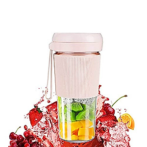 Ecoledix Portable Blender Personal Size Blender Mixer Fruit Juicer Mini Blender One-handed Drinking with Rechargeable USB for Sorbet Smoothie Fruit Juice Milk Shakes Outside/Inside 280ML (Pink)