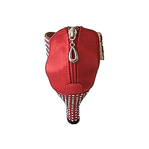 Womens Latin Salsa Dance Shoe 2.5 Inches Cuban Heel Open Toe Ballroom Sexy Evening Socials Indoor Soft Sole Party Dancing Sandals with Rhinestones (Red, Numeric_10)