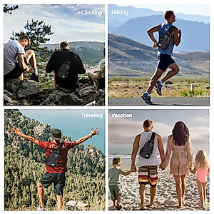 YOUNGNEON Sling Bag Anti-Theft Crossbody - Shoulder Backpack Chest Backpacks Waterproof Black/Grey Small Bags Mens Women Casual Daypack for Hiking Bicycle Sport (CS005, Black)