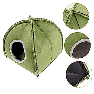 Ipetboom Ferrets Hamster 4pcs Cage Resting Pig Pet Place Breathable Accessories Small Sleeping Bedding Warm Comfortable Hideout Pets Guinea Animal Winter Warming Green Hut Plush Hedgehog Mini Bedding