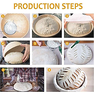 Banneton Bread Proofing Basket Set, Round 9" Sourdough Proofing Basket for Bread Making Tools Supplies, Natural Rattan Sourdough Proving Container Set for Professional and Home Bakers