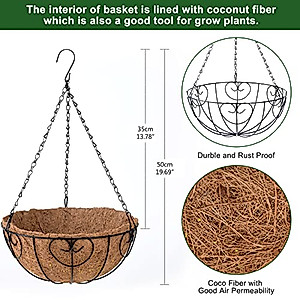 ZFProcess Artificial Flowers Hanging Basket with Begonia Silk Flowers for Outdoor/Indoor, Artificial Plants in Coco Coir Liner Basket Artificial Geranium Flowers for Patio Lawn Garden Decor(Rose Red)