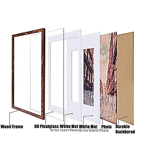 MONT PLEASANT 12x16 Picture Frame 2 Pack,Farmhouse Decor, Distressed Display Pictures 11x14 or 8x10 Diplomas with Mat, Wooden Distressed Photo Frames For Wall Mounting Family Lover Gift (Brown)