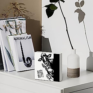 Funny Bathroom Wooden Box Sign Plaque Bathroom Rural Animals Wood Box Home Shelf Desk Farmhouse Art Decor 5 x 5 x 1 Inches