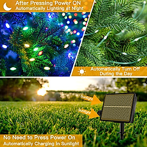 Ollny Solar String Lights Outdoor 2Pack Each 180LED 60FT 11Modes IP67 Waterproof, Warm White & Multicolor Solar Fairy Lights with Timer Memory for Patio Christmas Decorations