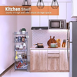 Guangfoshun Storage Shelves, 5-Tier Wire Shelving Unit with Baskets Storage Rack Corner Shelf Shelving Adjustable Storage Shelf, 11.8" D x 15.7" W x 62.99" H,Silver