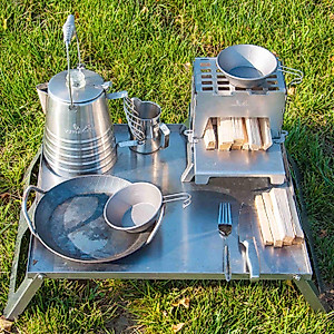 Winnerwell Accessory Table for Flatfold Fire Pit - XL | Portable Stainless Steel Accessory Table for Fire Pan and Camping