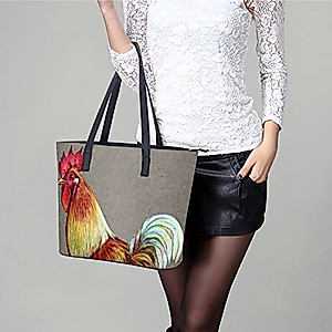 Womens Handbag Rooster Leather Tote Bag Top Handle Satchel Bags For Lady