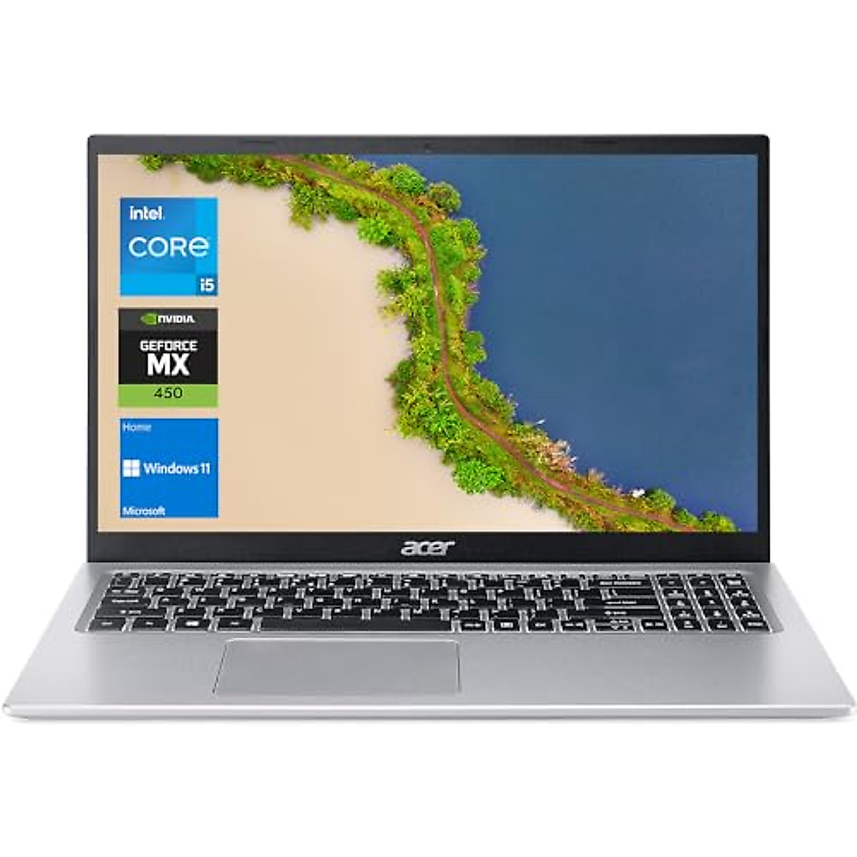 acer Aspire 5 A515 Laptop, 15.6" FHD Display, Intel Core i5-1135G7, NVIDIA GeForce MX450, 16GB RAM, 1TB SSD, Webcam, Backlit KB, HDMI, RJ-45, Wi-Fi 6, Windows 11 Home, Silver