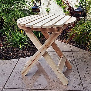 Shine Company 4108N Adirondack Round Folding Side Table – Natural