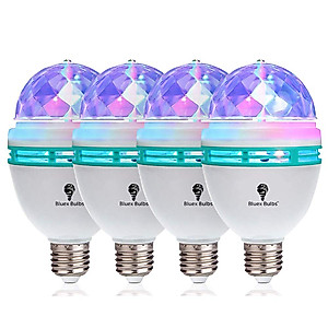 4 Pack Color Rotating Bulb E26, RGB Color Changing Party LED Bulbs Colored LED Strobe Light Bulb Multi Crystal Stage Lights for Disco, Birthday Party Club Bar for Parties, Photography