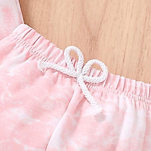 HAPPYMA Toddler Baby Girl Pants Sets Solid Color Long Sleeve Blouse Top + Pants Fall Outfits 2PCS Winter Newborn Clothes (Tie-dye: Pink, 18-24 Months)