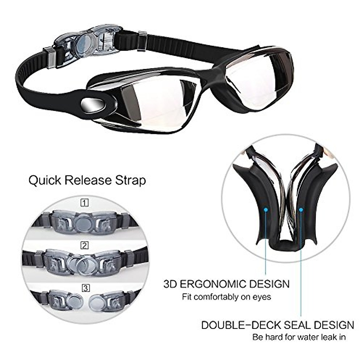 EXP VISION Adult Swim Goggles, Anti Fog Women Swimming Goggles Men No Leaking Triathlon Water Goggles Youth, Summer Pool Glasses Set