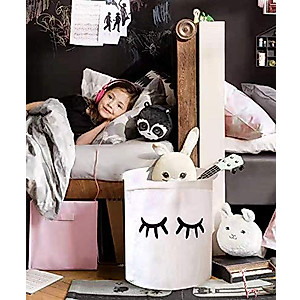 Unibedding Large Laundry Storage Basket Bin,Collapsible Black White Laundry Hamper for Kids, Baby Nursery, Children, Girls, Bedroom