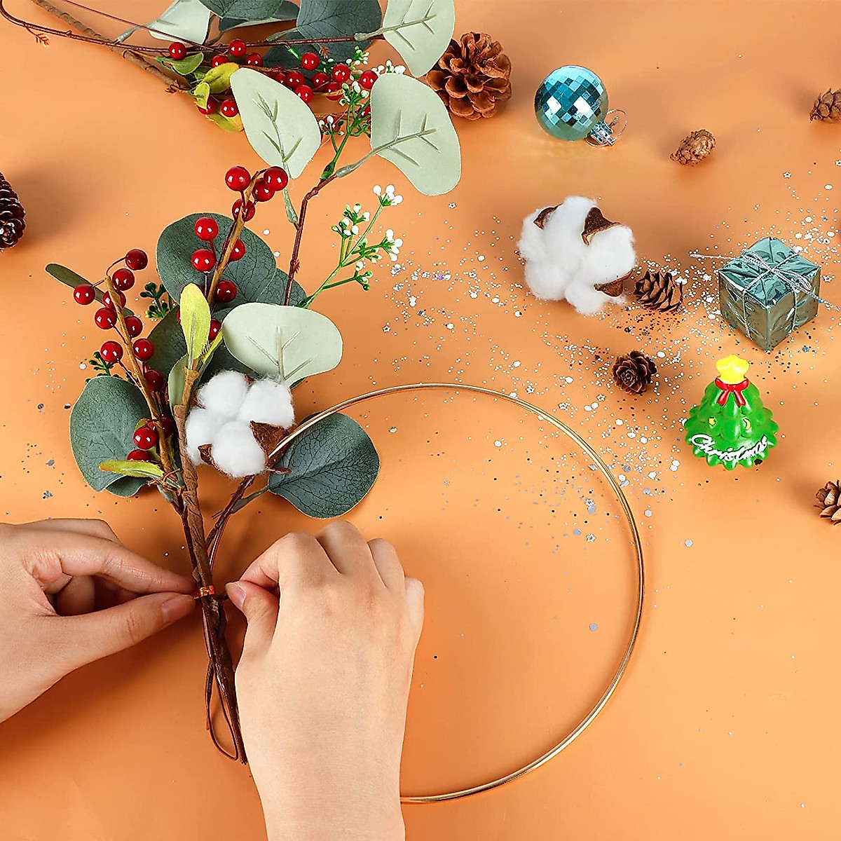 Outuxed 12pcs Dream Catcher Rings Gold Metal Hoops Craft Hoops Macrame Creations Rings Supplies for Crafts, 6 Sizes