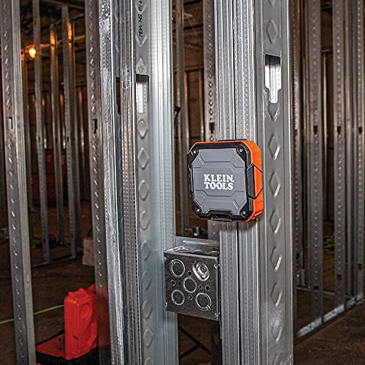 Klein Tools AEPJS2 Bluetooth Speaker With Magnetic Strip and Hook, Rechargeable, Wireless and Aux Capable, Hands Free Capable, Smart Phone Charging, 10 Hr Run Time, IP54 Dust and Water Resistant