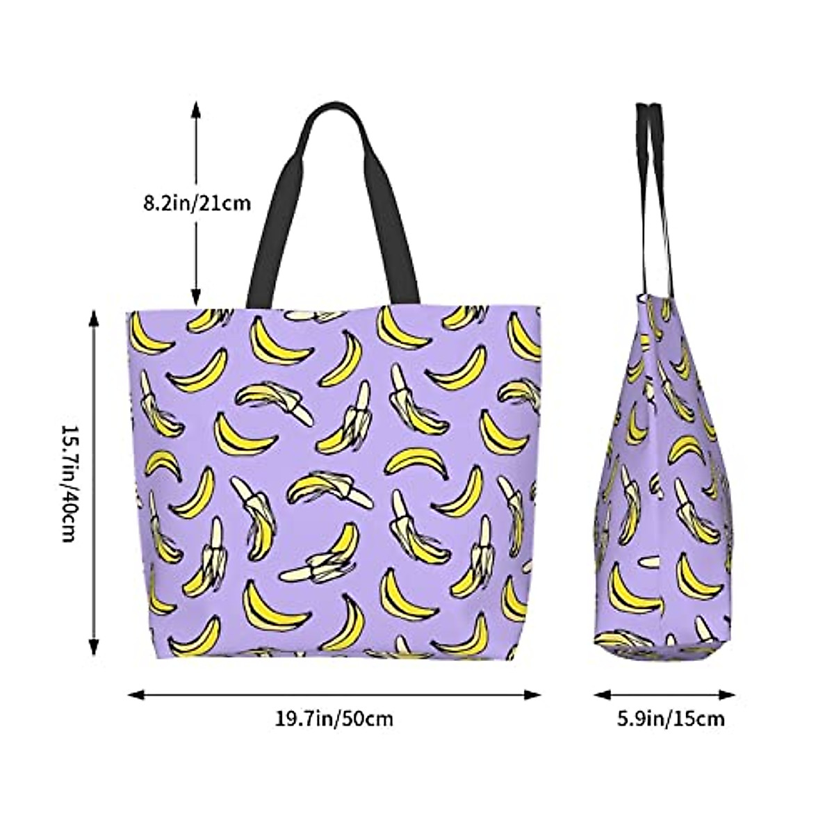 Bananas On Purple Tote Bag For Women,Womens Tote Bags,Waterproof Tote Purse for Teacher,Gym,Work,School with interior Pocket