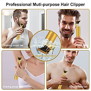 You future Upgrated Hair Trimmer for Men, T-Blade Cordless Clippers wizh 4 Guide Comb, Zero Gapped Electric Trimmer & USB Rechargeable, Hair Cutting kit & Grooming Kit (Gold)