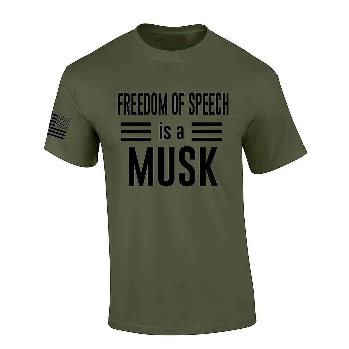Mens Patriotic Tshirt Freedom of Speech is A Musk Minimalist Stripes Elon Graphic Short Sleeve T-Shirt Graphic Tee-Military-XXL
