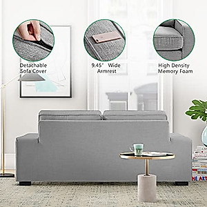 ABAKAN 71.25" Modern Sofas Couches for Small Space,Chenille Living Room Sofa Loveseat with Metal, Solid Wood, High Density Cotton, Removable Back Cushion and Seat Cushion(Grey)