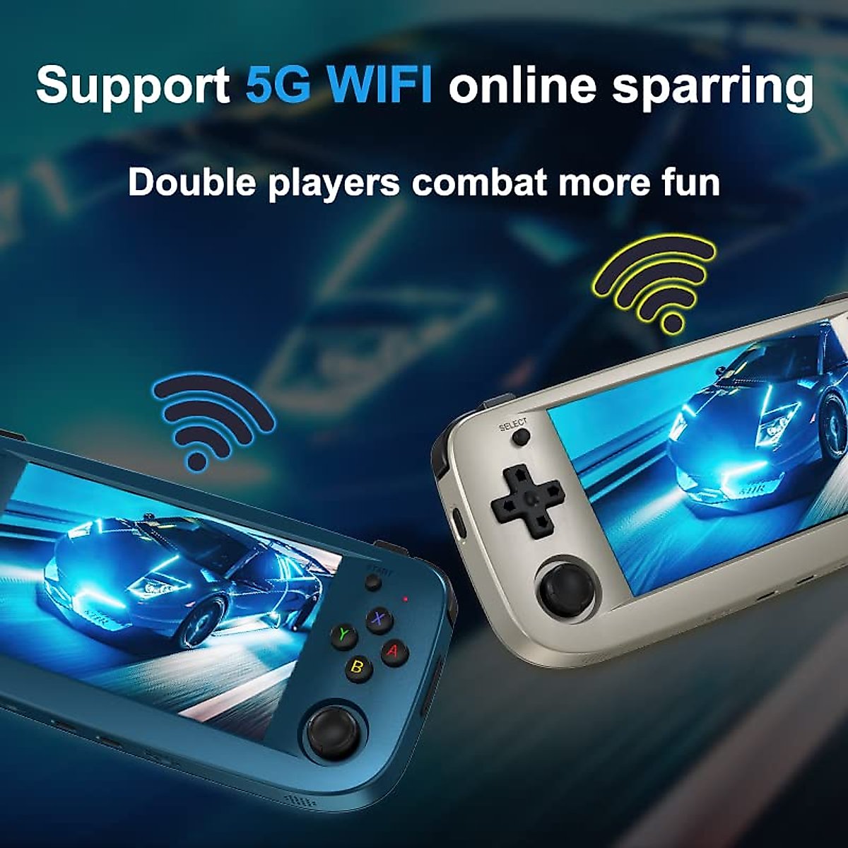 RG503 Handheld Game Console , 4.95 Inch OLED Screen RK3566 Chip Linux System Support 5G WiFi Bluetooth 4.2 Built-in 64G SD Card 4193 Games(Black)
