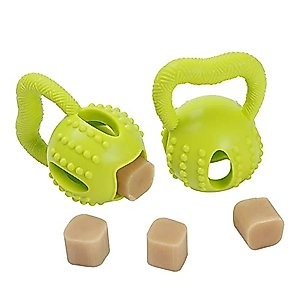 Dog Rope Toys for Aggressive Chewers Square Ring Interactive TPR Chew Toy with Cheese for Dogs Teeth Cleaning and Puzzle Solving Dog Toys (Green, One Size)