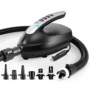SereneLife Inflatable Paddle Board Pump Compressor - 16PSI High Pressure SUP Inflator - 12V DC Car Connector - Electric Air Pump for Paddle Boards, Boats, Rafts, Pool Toys, Water Sports