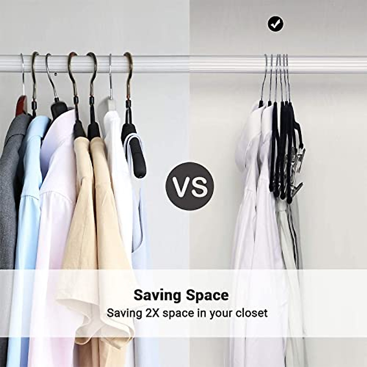 SONGMICS 30 Black Skirt Hangers Bundle with 24 Light Pink Pants Hangers, 16.7-Inch Coat Hangers with Moveable Clips, Heavy-Duty, Black and Light Pink UCRF12B30 and UCRF14PK24