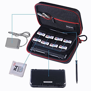 Smatree Carrying Case for New Nintendo 3DS XL/New 2DS XL, Hard Protective Shell Travel Case for Nintendo New 3DS/Nintendo New 3DS XL-Super NES Edition- Black/Red