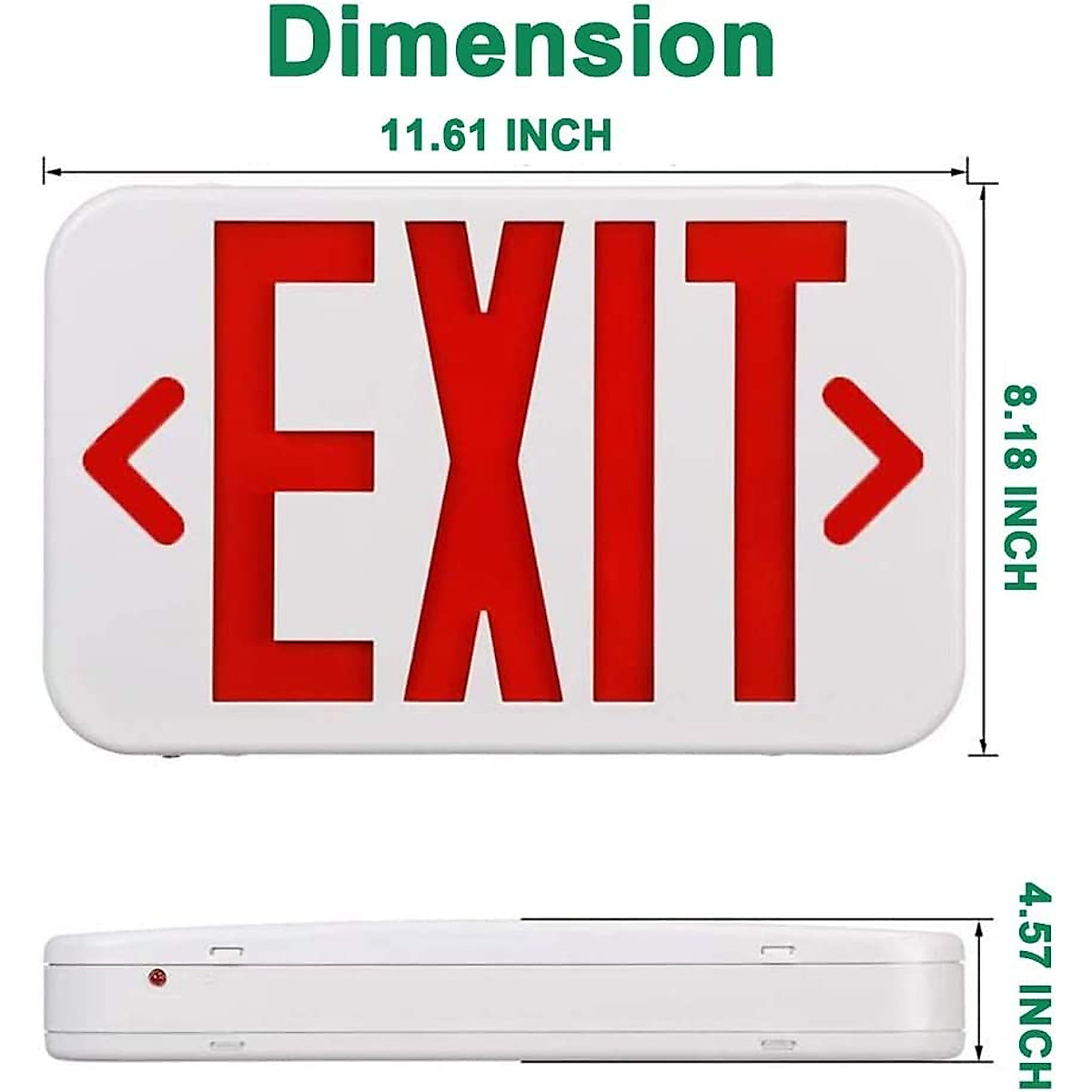 OSTEK Red LED Exit Sign Light - Standard - 90 Minutes Battery Backup, Dual LED Lamp ABS Fire Resistance UL-Listed