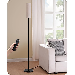 EDISHINE LED Corner Floor Lamp for Living Room, 65" Standing Tall Reading Lamp with Remote, Minimalist Dimmable Pole Lighting for Bedroom, Office, Kids Room, Bulb Included, 2700K-6000K (Black)