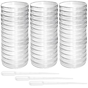 JOIKIT 80 Pack Sterile Plastic Petri Dishes, 90mm Dia × 15mm Deep Petri Dishes with Lids, Lab Petri Dishes with 200 Plastic Transfer Pipettes for Laboratory Studies, Scientific Research