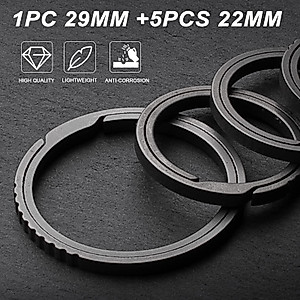 TISUR Key Rings for Keychains,Carabiner Keychain Ring Titanium Key Rings Heavy Duty Round Split Rings for Men and Women (1pc Large Key ring+5pcs Small key rings)