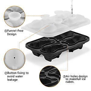 ACOOKEE French Bulldog Ice Cube Mold, 4 Hole Fun Shapes Large Frenchie Bull Dog Ice Cube Tray for Whiskey,Cocktail,Bourbon, Cute Novelty French Bulldog Gifts for Decor, BPA Free