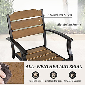 Cozyman Outdoor Dining Chair Set of 2, Swivel Rocking Patio Chairs, HDPE Seat with Aluminum Frame Patio Dining Chairs, Outdoor Chairs, Balcony Chair for Backyard Deck Porch, Brown-Oil Printed