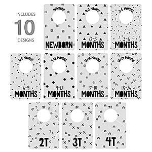 Canopy Street Gender Neutral Closet Baby Clothing Dividers/Modern Pattern Closet Organizers for Newborn to 4T Clothes / 4" x 6" Gray Nursery Wardrobe Dividers
