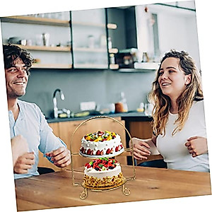 EXQUIMEUBLE Double Layer Cake Stand Muffin Stand Dessert Stand Holder Pastry Stand Birthday Cake Stand Cake Display Rack Dessert Display Plate Tea Party Serving Tray Desktop Iron Bracket