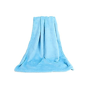Smalibal Fleece Blankets, Super Soft Flannel Blanket for Bed, Solid Color Thickened Luxury Cozy Microfiber Plush Fuzzy Blanket Sofa Bedroom Throw Rug Blue 50x70cm