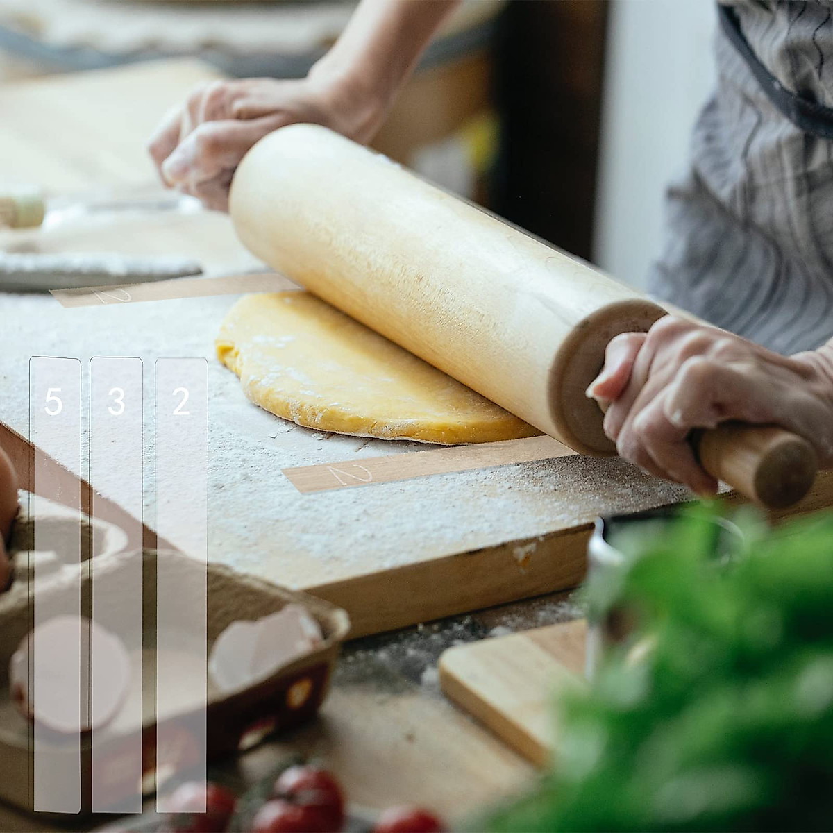 0.08 inch 0.12 inch 0.2 inch Rolling Pin Guide Sticks Set Dough Rolling Strips for Measuring Dough Strips Thickness Non-slip Non-stick Cookie Dough