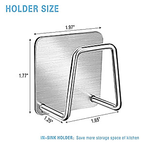 HMGF WOOD 2 Pcs Sponge Holder for Kitchen Sink,SUS304 Stainless Steel Strong Adhesive Small Sponge Holders
