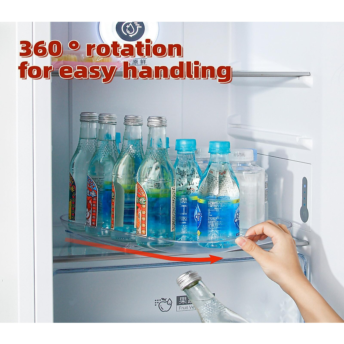 Lazy Susan Turntable Organizer - 15.67'' Clear Rectangular Fridge Organizer Storage, Lazy Susan for Refrigerator, Cabinet, Table, Pantry, Kitchen, Countertop