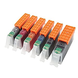 FTVOGUE 970‑971 Multi Colors Ink Cartridge Replacement Inkjet Printer Cartridges for PIXMA MG5790 MG5795 (BK BK C M Y GY 6 Colors)