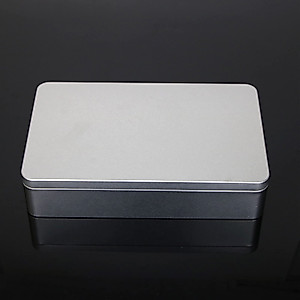 Hotop 1 Pack 8.5 by 5.3 by 1.9 Inch Silver Rectangular Empty Tin Box Containers, Gift, Jewelery and Storage Tin Kit, Home Organizer