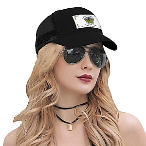 IMEEGIEN Flag of The Lac Du Flambeau Ojibwe Nation Baseball Cap for Men Women Adjustable Breathable Mesh Baseball Caps Outdoor Sports Trucker Hat Black